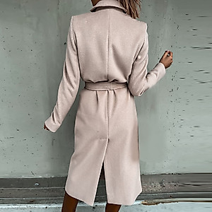 Hvyesh Deals Prime of the Day Today Only Women's Wool Blend Trench Winter Jackets Mid Long Warm Pea Coats Dressy Casual Double Breasted Overcoat with Pockets Sales Today Deals Prime Clearance