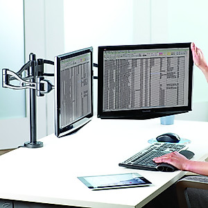 Fellowes 8041701 Professional Series Depth Adjustable Computer Monitor Stand for 2 Monitors with Dual Monitor Arms, 24 Lb Capacity