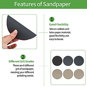 YOUYIDUN - 30 Pcs 5 Inch(125 mm) Wet Dry Sandpaper, 1000/1500/2000/3000/4000/5000 Assorted Grit Hook & Loop Sanding Discs Paper, Silicon Carbide Polish Sandpaper for Auto Wood Metal Sanding Polishing