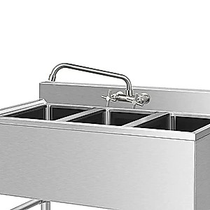 UMANYI Commercial Kitchen Faucets Wall Mount 4 inch Center Stainless Steel Brushed Nickel Utility Laundry Sink Faucet RV Faucet with 11 Inch Spout 2 Handle SSKF09-3C