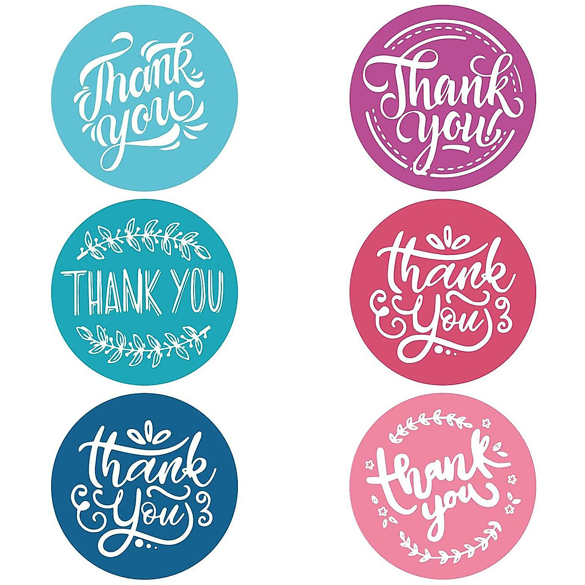 2 Inch Thank You Stickers 2000 Pcs(4 Rolls, 500 Pcs/Roll, 6 Designs) Large Thank You Stickers for Packaging Box (2 Inch)