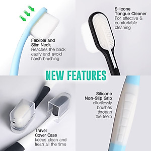 ACASSA, Super Soft Toothbrush, Nano Toothbrush, Micro Toothbrush, 20000 Bristle, Gum Toothbrush, Toothbrush in Case, Sensitive Toothbrushes, Nano Toothbrushes for Adults and Kids, Slim, Black, White