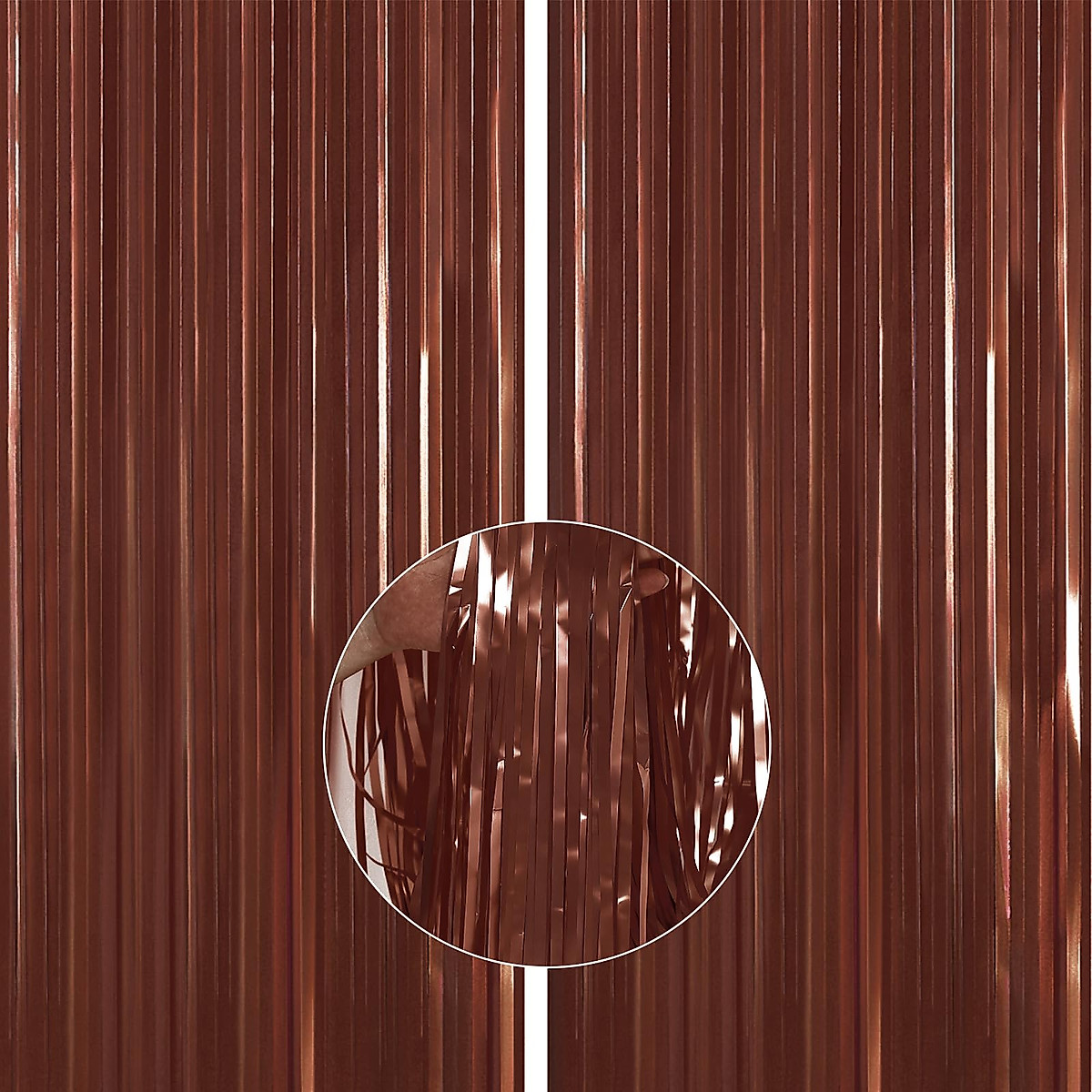 PartyWoo Foil Curtain 2 pcs, 3.3x6.6 ft Metallic Brown Tinsel Curtains, Backdrop Curtain, Foil Fringe Curtains, String Curtain, Birthday Decorations, Party Backdrop, Wedding Backdrop