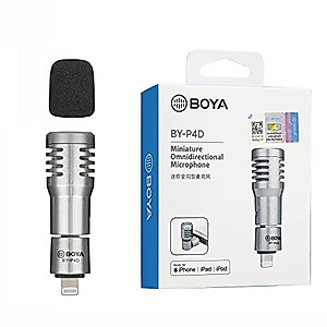 BOYA BY-P4D iPhone Microphone iOS Mini Phone Mic with Lightning Port for iPhone/iPad/iPod Foldable External Microphone with Wind Foam for YouTube,Vlogging,Live Stream,Video Record