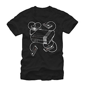 Nintendo Men's Sketch Console T-Shirt, Black, Large