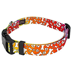 Country Brook Petz - Deluxe Trippy Doggo Dog Collar - Made in The U.S.A. - Groovy Collection featuring Far Out Designs (1 Inch, Large)
