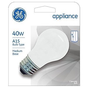 GE Appliance A15 Light Bulb, Inside Frost, 40-Watt, 355 Lumens, Medium Base, 3-1/2 Inches (1 Pack)