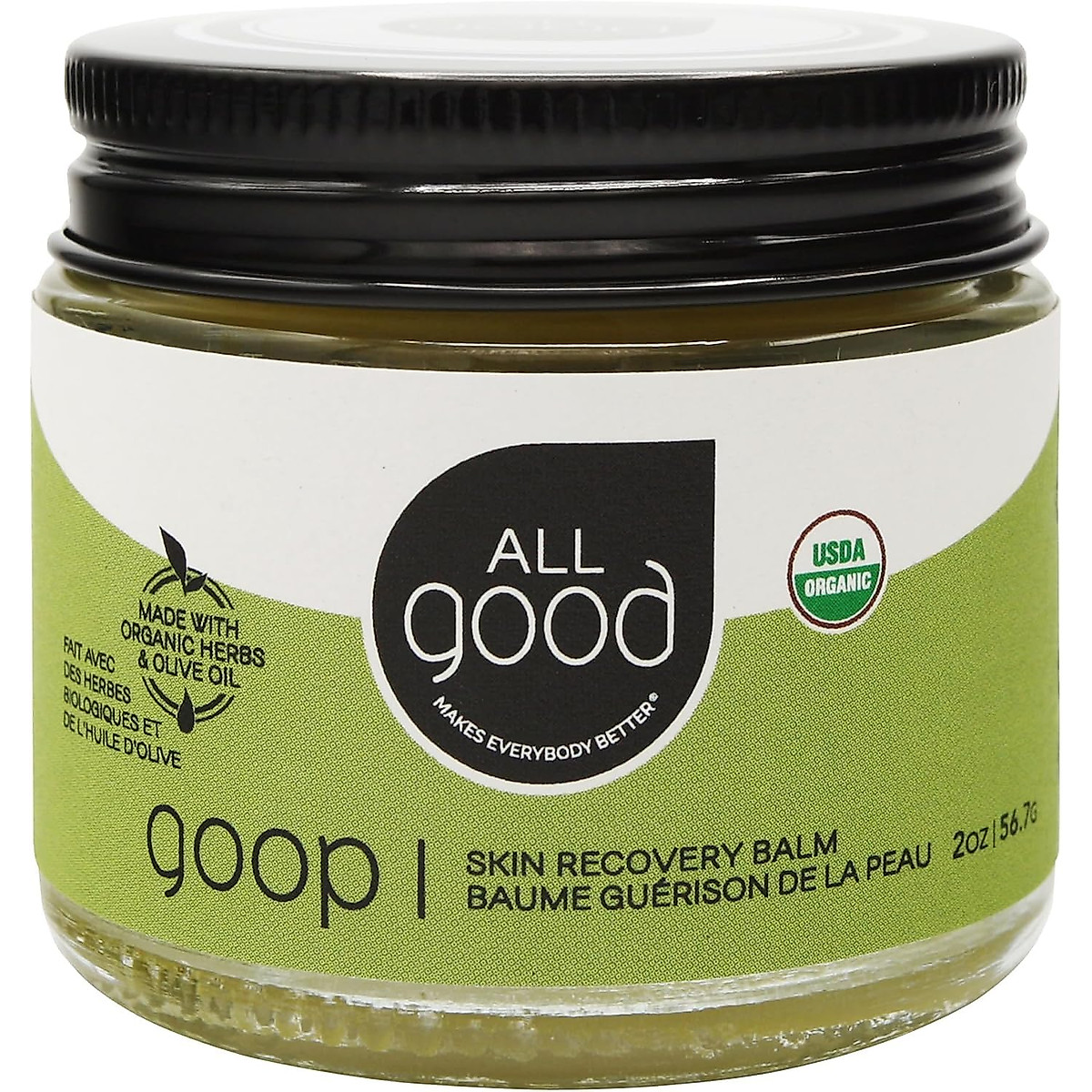All Good Goop Organic Skin Care Recovery Balm - All Purpose Ointment w/Calendula, Lavender, Beeswax - Chafing Cream, Dry Skin Salve, Cracking Lip Moisturizer - Soothes, Hydrates & Calms - 2oz