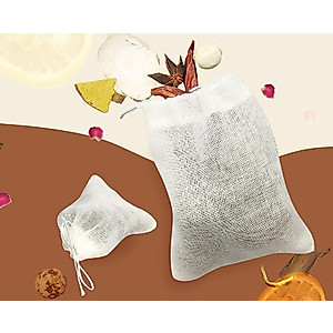 GIYOMI 20 Pcs Muslin Drawstring Bags,Natural Unbleached Cotton Straining Herbs Cheesecloth Bags, Coffee Tea Brew Bags, Soup Gravy Broth Stew Bags, Bone Broth Brew Bags,Spice Bags, 4 x 3 Inches