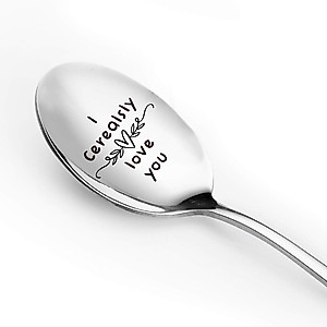 I Cerealsly Love You Spoon Engraved Stainless Steel Funny Cereal Spoon for Cereal Lover, Girlfriend,Wife,Husband,Boyfriend,Fiancé,Fiancée - Perfect Birthday,Valentine,Anniversary,Christmas Gifts