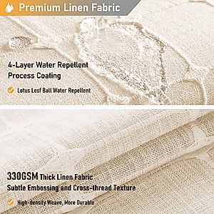 BTTN 78 Inch Long Shower Curtain - Boho Farmhouse Linen Ultra Thick Fabric Shower Curtain Set with Plastic Hooks, Tall Rustic Modern Country Neutral Shower Curtains for Bathroom - Cream/Beige - 72x78