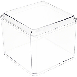 Pioneer Plastics 028C Clear Square Plastic Container, 3.75" W x 3.0625" H, Pack of 4