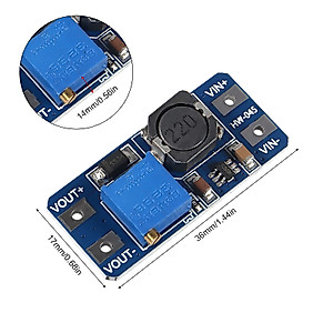 12pcs DC-DC Step Up Boost Converter MT3608 Module 2A Adjustable Step Up Voltage Regulator Board Input Voltage 2V-24V to 5V-28V Output Voltage (Without USB Connector)