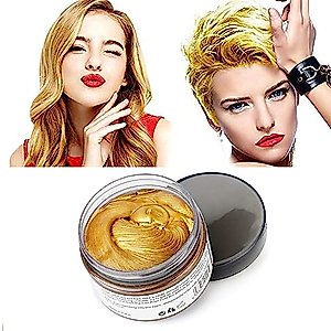 Gold Temporary Hair Wax Color,Natural Hairstyle Wax for Men and Women Party Cosplay ,Temporary Hair Color Dye for Girls Kids (Gold)