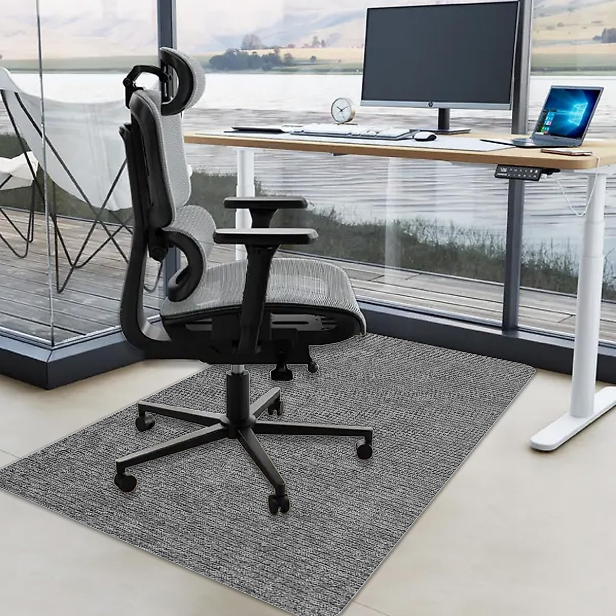 Office Chair Mat,Hard Floors Desk Chair Mat Under Desk Low-Pile Rug,Office Gaming Rolling Floor Mat,Multi-Purpose Floor Protector Rug for Hardwood & Tile Floor,Anti-Slip (Dark Grey, 36" X 48")