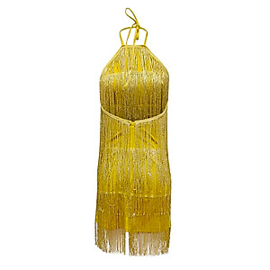 Formal Dresses for Women Evening Party Women's Fashion Sexy Sleeveless Sleeveless Halter Tassel Sparkling Party Cocktail Gold