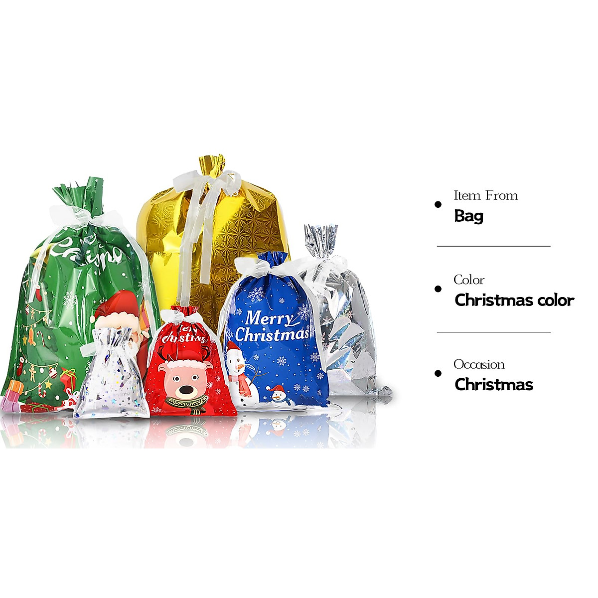 Christmas Gift Bags-41 PCS For Holiday Gift Assorted Sizes Bulk (Large Medium Small)