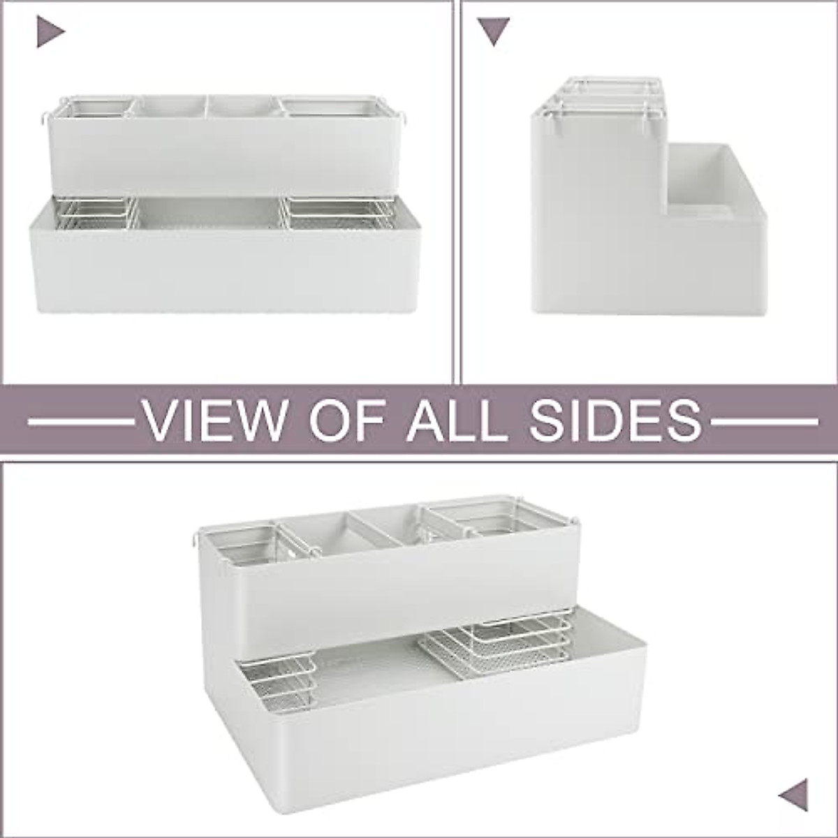 BUSOKIP Hair Tool Organizer/Hair Dryer Holder Wall Mount. Large Bathroom Sink Organizer Countertop Hot Tool Holder for Curling Iron, Blow Dryer, Straightener, Flat Iron. White