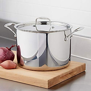 AmazonCommercial Tri-Ply Stainless Steel Stock Pot with Lid, 8 Quart