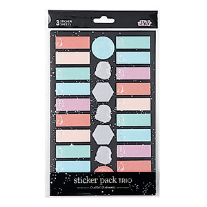 Star Wars Sticker Pack Trio - 121 Stickers Total, 3 Iridescent, Holographic, Silver Metallic Pages of Decorative, Functional, and Cute Stickers for Customizing Planners, Notebooks, and More