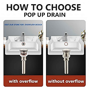 Yodel Faucet Bathroom Sink Drain Stopper Pop up Drain Without Overflow for Vessel Sink Lavatory Vanity,Brushed Nickel