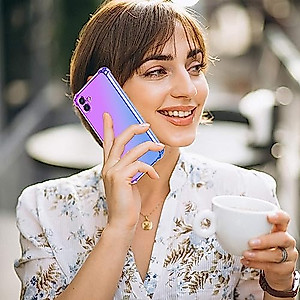 Ueokeird for Galaxy A04 Case, Samsung M13 5G SM-A045F Case, Clear Cute Gradient Phone Case Slim Anti Scratch Flexible TPU Cover Shockproof Protective Case for Samsung Galaxy A04 4G (Purple/Blue)