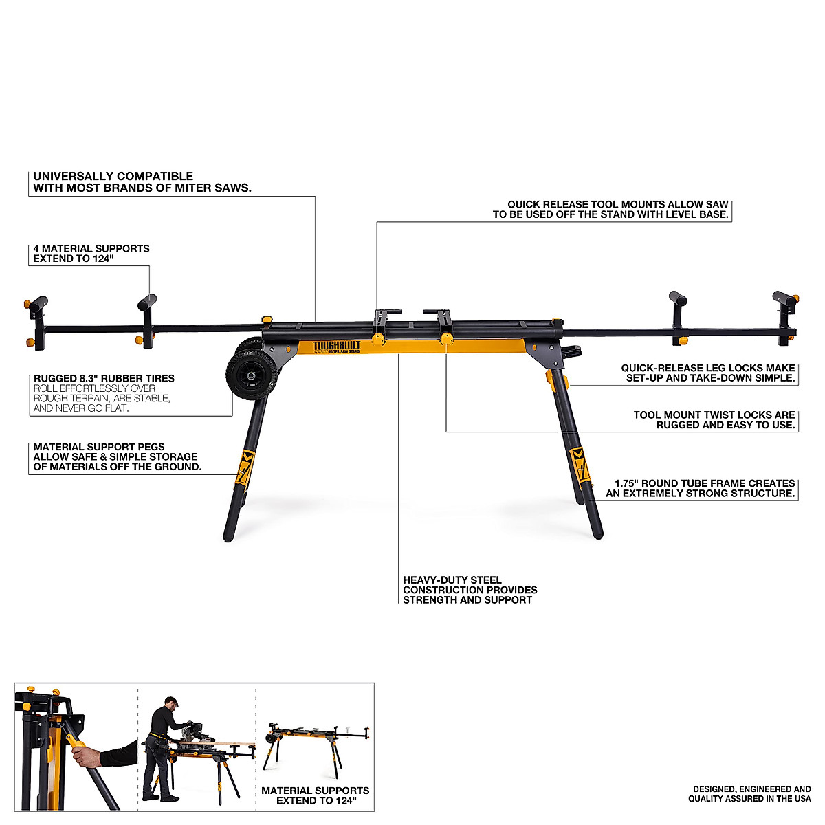 ToughBuilt - Miter Saw Stand Universal Tool Mounts (124 In)