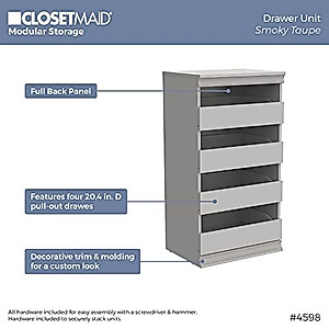 ClosetMaid 4598 Modular Storage Stackable Unit with 4 Drawers, Taupe