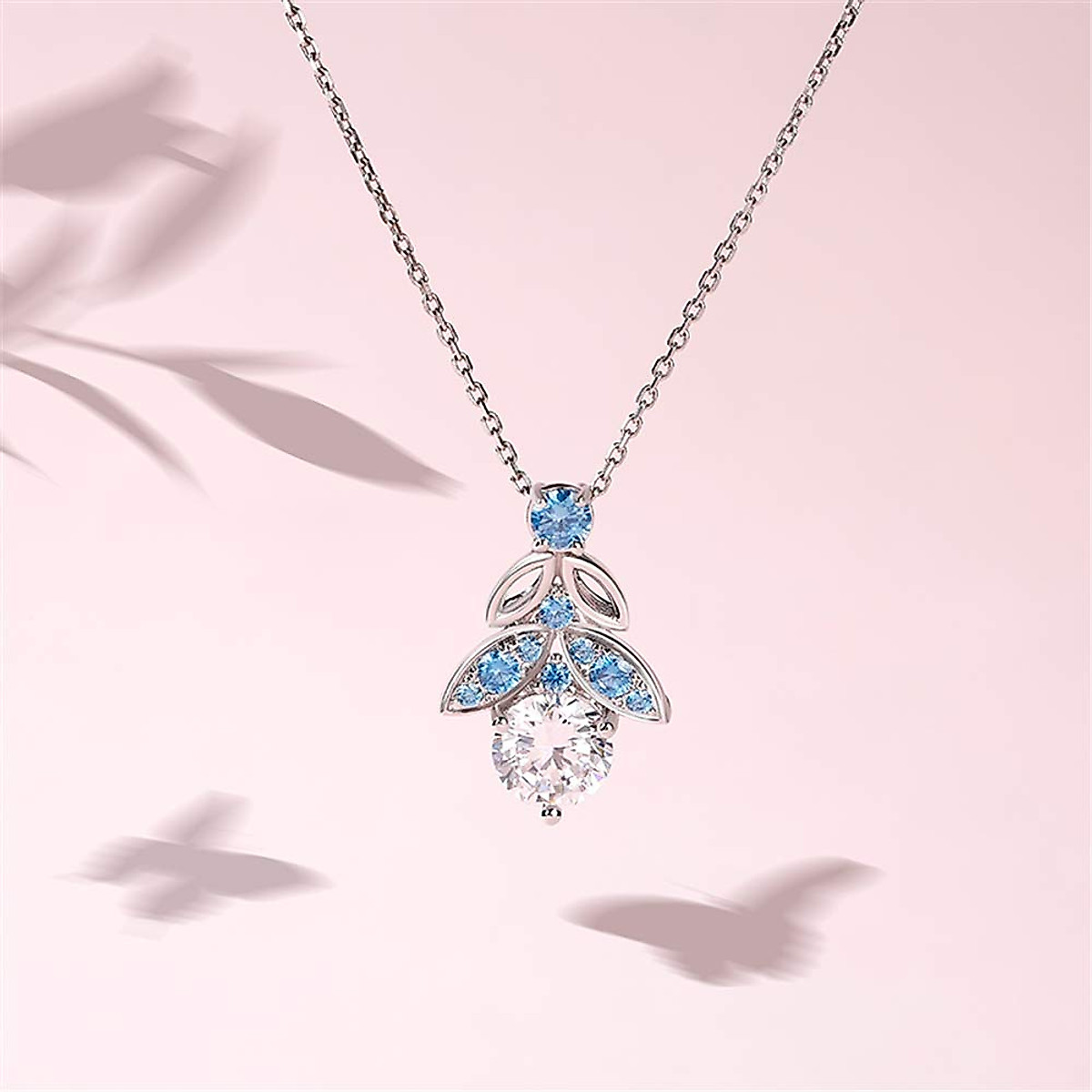 Jeulia Butterfly Round Cut Sterling Silver Necklace Gift for Women Love Party Jewelry Valentine's Day Engagement Gift With Jewelry Box