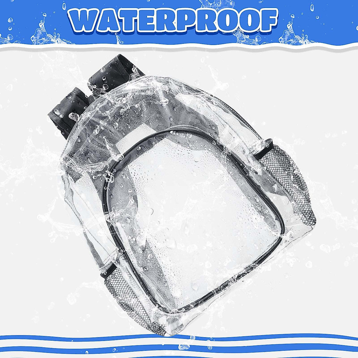 6 Pcs Clear Backpack for Stadium Approved Heavy Duty Clear Bookbags Rugby Game Transparent See Through Backpacks for Stadium Waterproof Concert Sports Work School Security