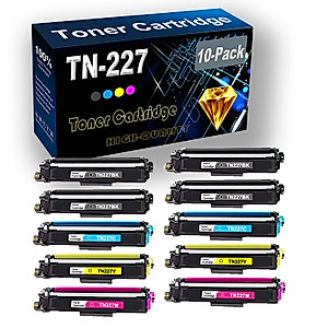 Kolasels Remanufactured Toner Cartridge Replacement for TN227 TN-227BK TN-227C TN-227Y TN-227M for HL-L3210CW HL-L3230CDW HL-L3270CDW Printer (10-Pack, 4BK+2C+2Y+2M)