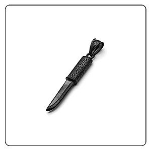 Fusamk Fashion Titanium Steel Dagger Tag Pendant Knife Necklace(1_Black Knife)