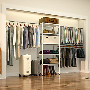 Homde Closet Organizer System Wall Mounted + Closet Organizer Storage System with 2 Storage Drawers and 3 Expandable Stainless Steel Hanger Rods