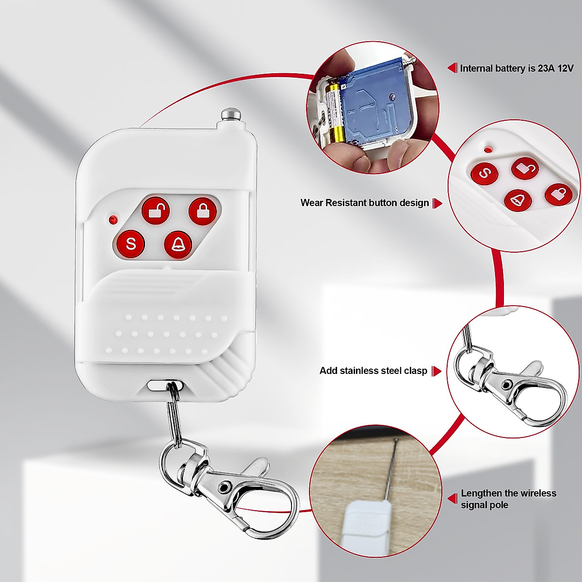 KERUI Wireless Remote Control Working with KERUI Home Alarm System White 433 mHZ