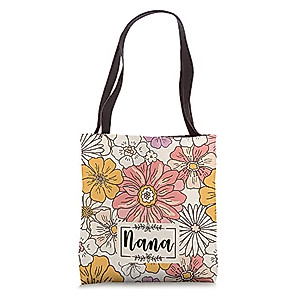 Cute Personalized Nana Retro Floral Flowers Peach Soft Pink Tote Bag