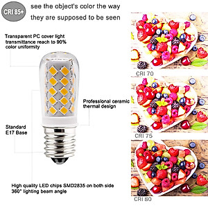 KAKEMONO Dimmable E17 LED Ceiling Fan Light Bulb 4W, 40W Halogen Equivalent,2700K Warm White 120V E17 Intermediate Base for Desk Reading Lamp,Appliance Range Hood Cabinet Chandelier Lighting,2 Pack