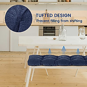 sutailocus Bench Cushion,2 Ties and Non-Slip Bottom,Tufted Bench Cushions for Indoor/Outdoor Furniture,for Bench/Window/Piano/Porch/Swing,Custom Size Bench Cushion (30x14x4 Inch, Blue)