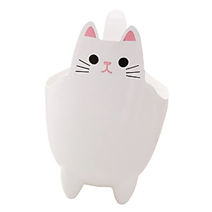 STOBAZA Cat Shaped Trash Can, White, Plastic, 6 inch