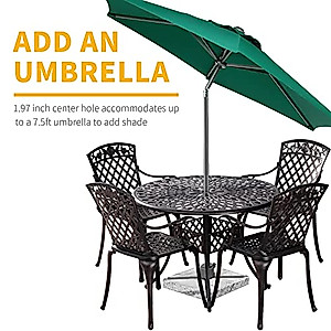 Withniture 42 Inch Cast Aluminum Patio Table,Outdoor Dining Table,Round Patio Bistro Table with Umbrella Hole Conversation Table,for Garden,Patio,Yard(Antique Bronze)