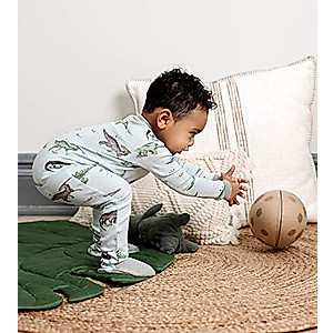 Burt's Bees Baby babyboys Unisex Pajamas, Zipfront Nonslip Footed Pjs, Organic Cotton Baby and Toddler Sleepers, Happy Herbivores, 18 Months US