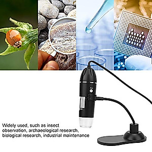 Velaurs USB Digital Microscope, Convenient 50X-1000X High Resolution 8 LED Lights Microscope for Archaeological Research for Biological Research
