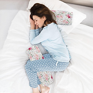 Vnurnrn Red Pink Rose Flowers Neck Support Pillow Round Neck Roll Bolster Cylinder Pillow Cervical Pillows Memory Foam Pillow for Leg Knee Back Head Support for Gifts Camp Study Work