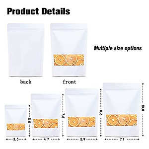 DMPACKDM 50Pcs Kraft Stand Up Pouch Bags, 7.1 x 10 Inches Kraft Stand Up Pouches with Window,Resealable Zip Lock, Heat-Sealable,Suitable for Home or Business.