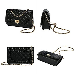 Women Shoulder Bag Grid Crossbody Handbag Daily Leather Stylish Evening Chain Bag