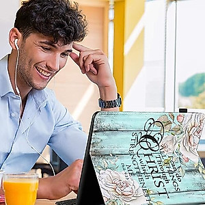 Case Compatible with Amazon All-New Kindle Fire 7 Tablet (2022 Release-12th Generation) Latest Model 7，Slim Fit Foldable Standing Cover Case with Auto Sleep/Wake，Philippians 4-13 Flower Board