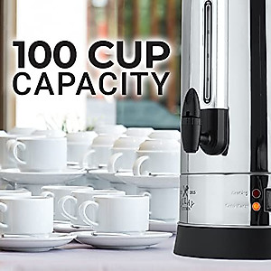 Zulay Premium 100 Cup Commercial Coffee Urn - Stainless Steel Large Coffee Dispenser For Quick Brewing - Automatic Hot Water Dispenser - Ideal for Large Crowds - Coffee Dispenser For Any Occasion
