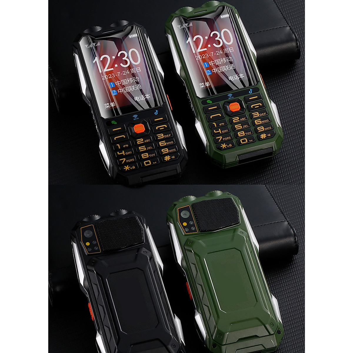 Rugged Senior Cellphone, 4G Large Mobile Phone for Elderly, 4in, 18000mAh Battery, Sound Quick Dial Phone for Android 7.0, Dual LED Lights (Black)