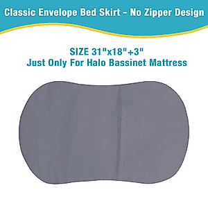 Bamuho Halo Waterproof Bassinet Mattress Protector, 2 Pack Bassinet Mattress Pad Cover Compatible with Halo Bassinest Swivel Sleeper 3.0, Envelope Closure Style - Grey 31"x18"