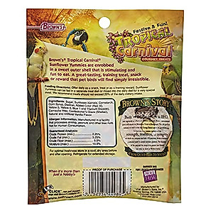 F.M. Brown's Tropical Carnival Sunflower Yummies Treat for Parakeets, Cockatiels, Parrots, Macaws, and Other Pet Birds, 3.5-oz Bag