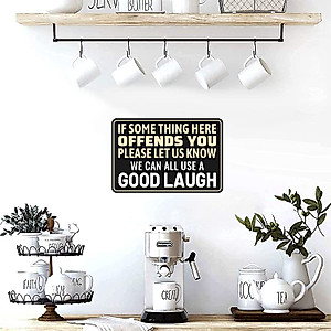 Bestylez Funny Metal Sarcasm Sign Decor For Man Cave, Home, Bar, Farm, Fence, Camper, Parking, Archery - If Some Thing Here Offends You 12 x 8 Inch (115)